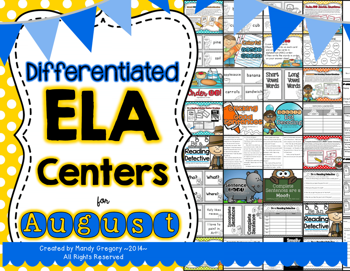 {Freebie} August ELA Centers with Differentiation, Student Rubrics, and ...